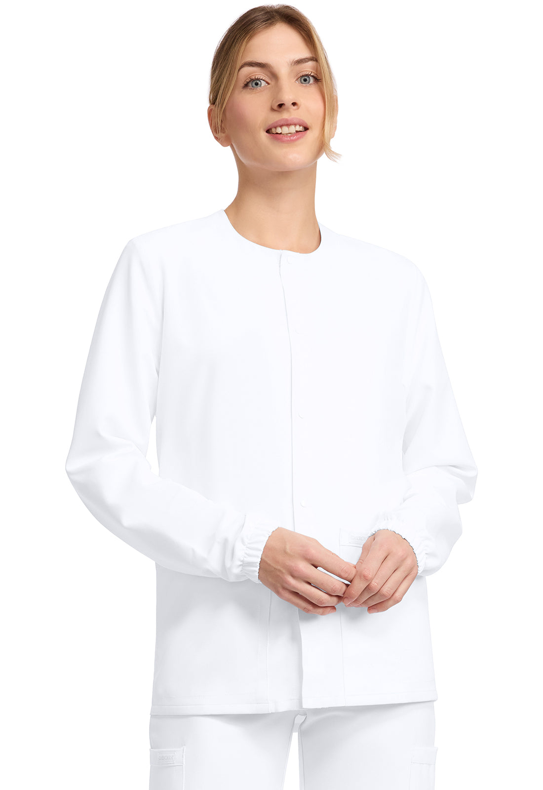 Cherokee Originals Ultra CK393A Unisex Snap Front Warm Up Jacket White ...