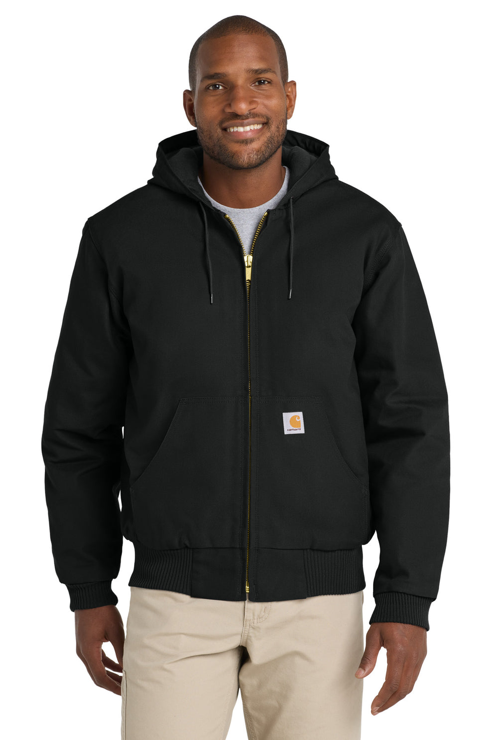 Carhartt Quilted-Flanne-Lined Duck Active Jac. CT106677 Black – Med Threads