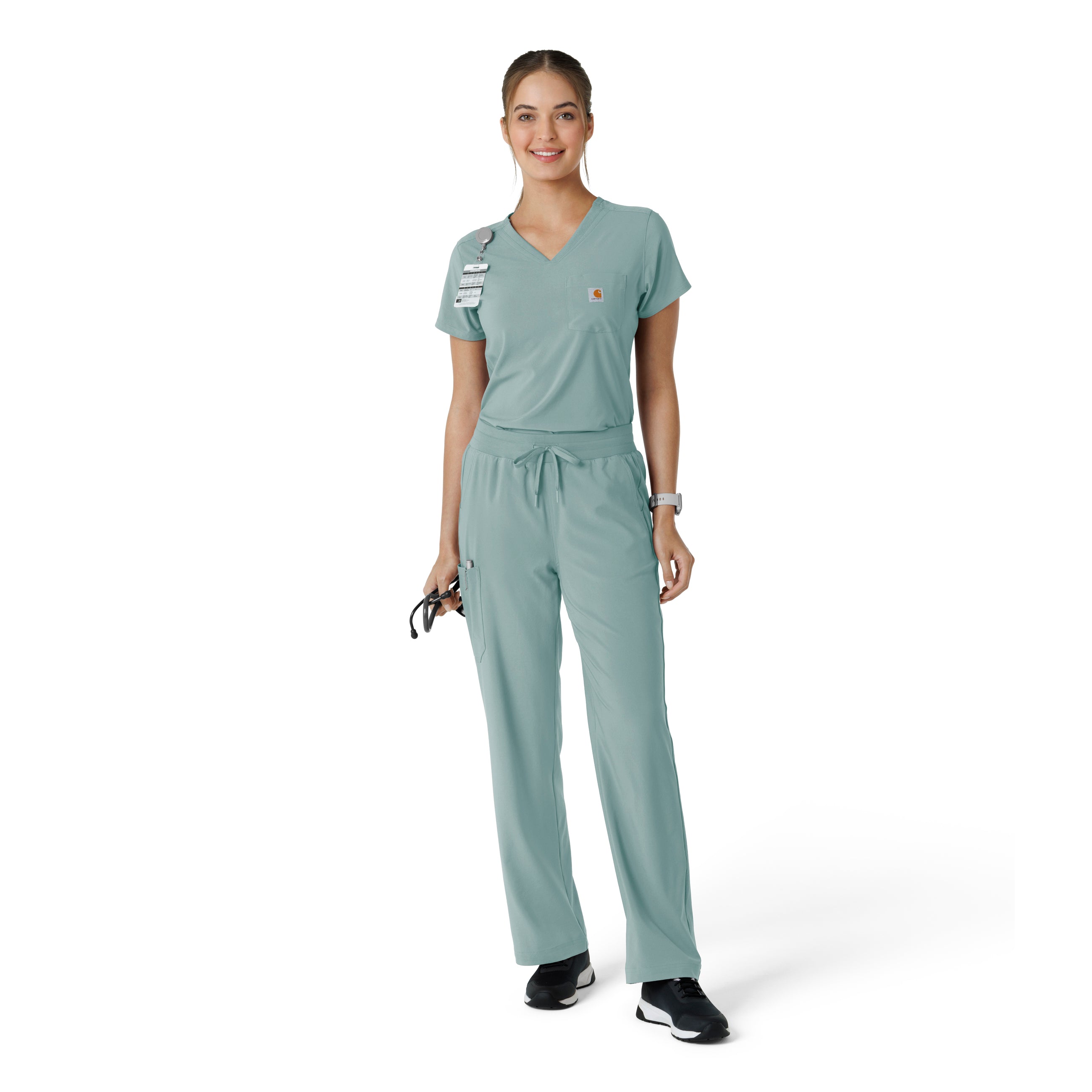 Carhartt Force Cross-Flex C13410 Tuck-In Scrub Top Summer Blue – Med ...